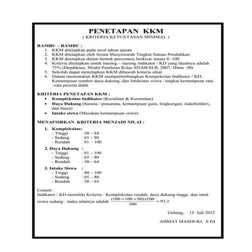 Penetapan kkm | PDF