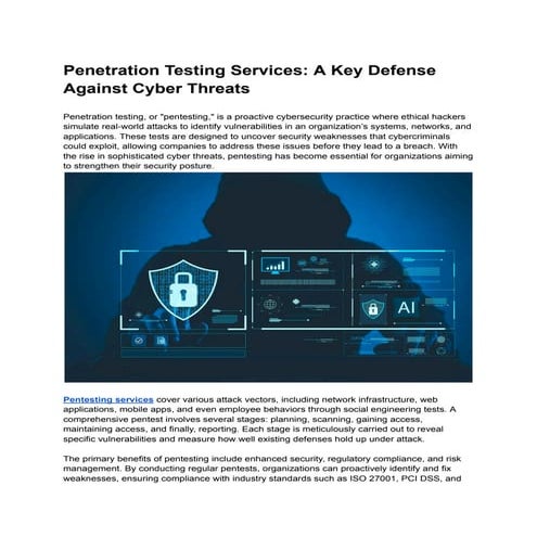 Penetration Testing Services A Key Defense Against Cyber Threats Pdf