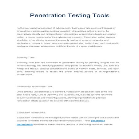 List Of Penetration Testing Tools Ppt