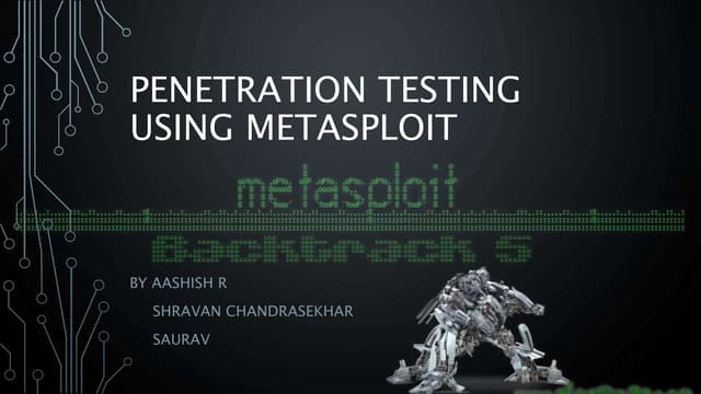 Penetration Testing Using Metasploit Ppt Free Download