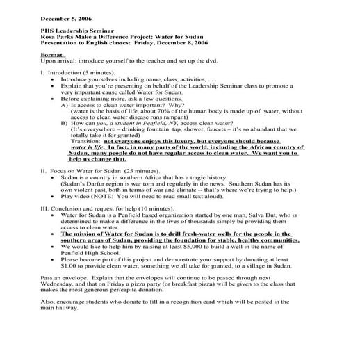 Penfield High School Wfs Class Presentation Format | PDF