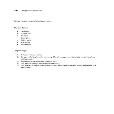 Pengamatan sel hewan | DOCX