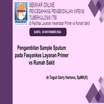 'Pengambilan Sample Sputum pada Fasyankes Layanan Primer vs Rumah Sakit ...