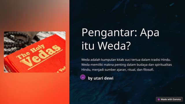 Kitab Suci Weda Agama Hindu Pembelajaran SD | PPTX