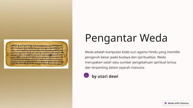 Kitab Suci Weda Agama Hindu Pembelajaran SD | PPTX