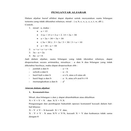 Pengantar aljabar linear | DOC