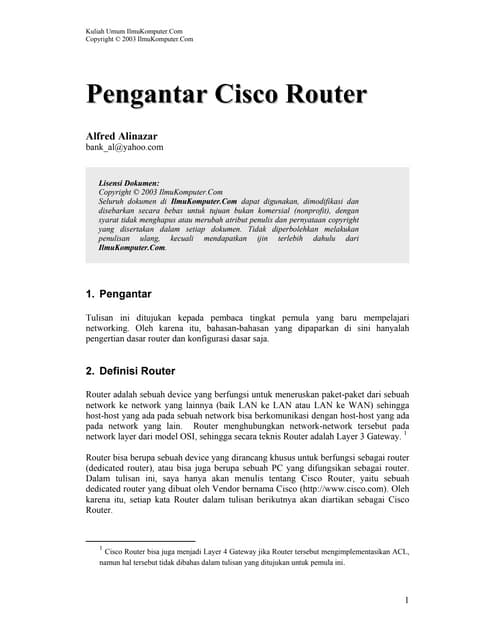 Modul 4 konfigurasi router | PPT