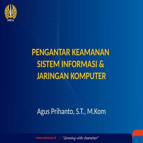 Pengantar Keamanan Sistem Informasi dan Jaringan Komputer | PPTX