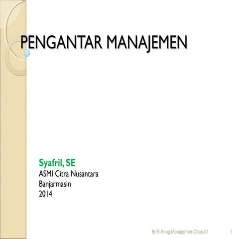 Pengantar manajemen chap-01 | PPT