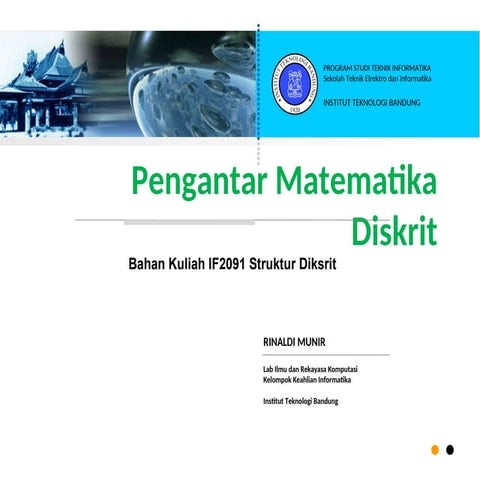 Matakuliah Matdis : Pengantar Matematika Diskrit | PPT