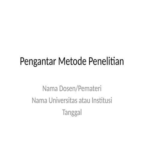 Pengantar_Metode_Penelitian bisnis investasi | PPT