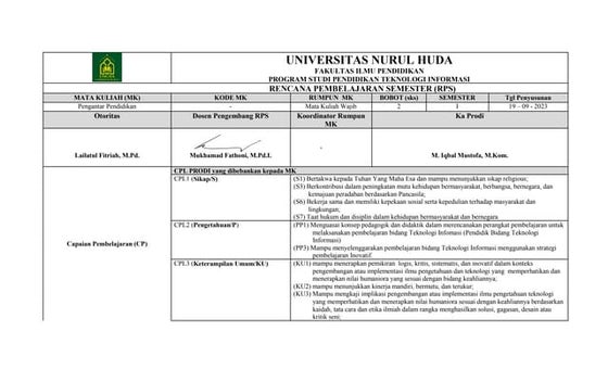 Contoh Rencana Hasil Kerja Guru (RHK) Tahunan | PPT