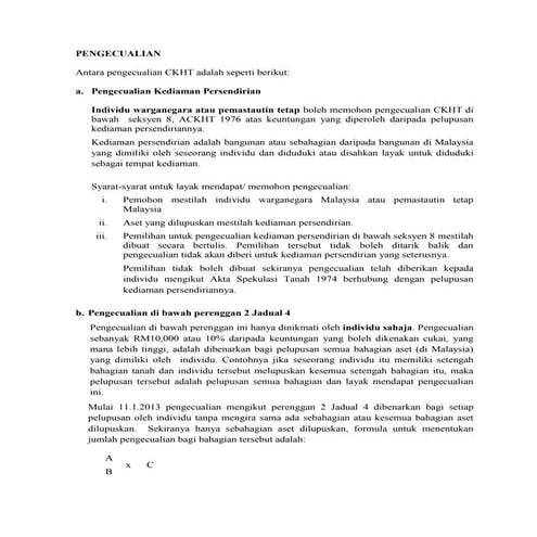 Pengecualian CKHT | PDF