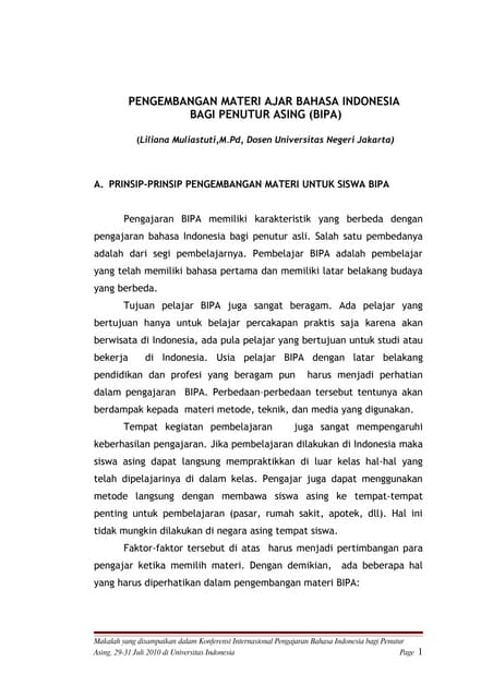 desain pembelajaran BIPA - Bahasa indonesia penutur asing | PPT