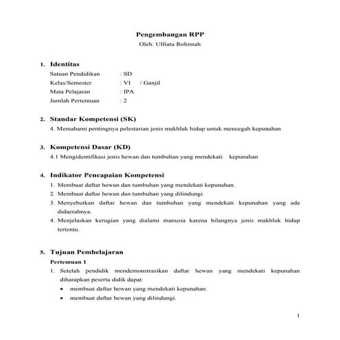 Pengembangan rpp ipa sd | PDF
