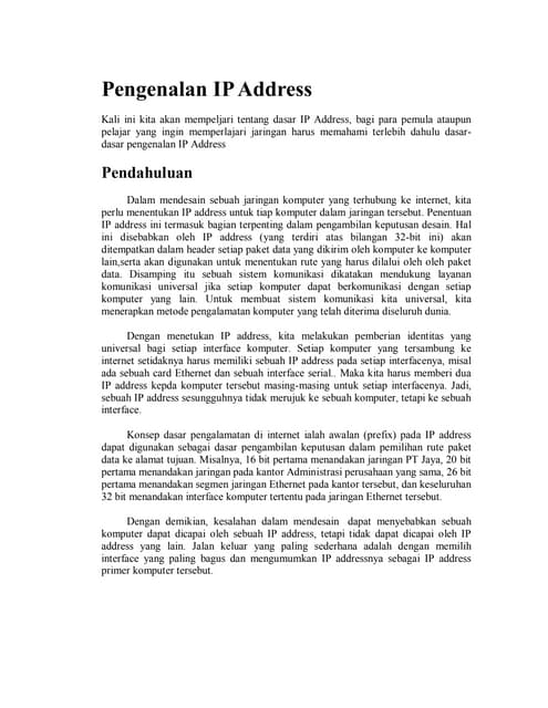 Rangkuman materi jaringan komputer ( Ip Address ) | PPTX