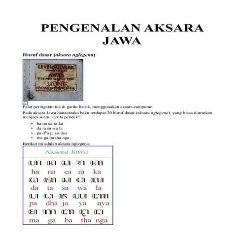 Pengenalan aksara jawa | PDF
