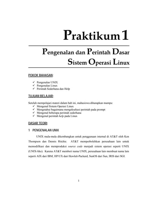Pengenalan dan perintah dasar linux | PDF Pengenalan dan perintah dasar linux | PDF