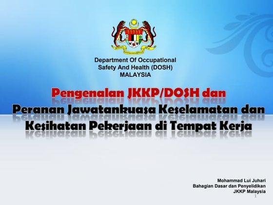 SAFETY HEALTH COMMITTEE IN WORKPLACE JKKP 1996 | PPT