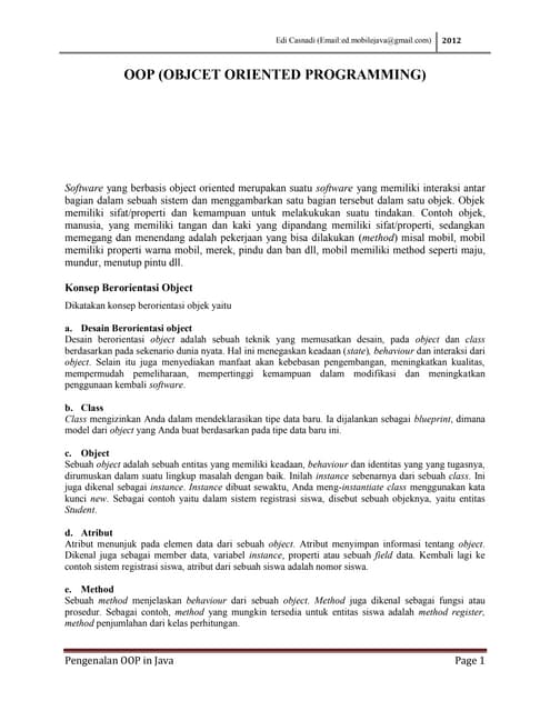 OOP - pengenalan oop | PDF OOP - pengenalan oop | PDF