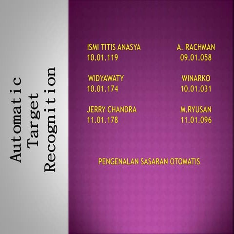 ATR (AUtomatic target Recognition) | PPTX