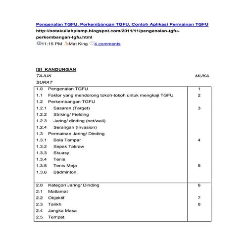 Pengenalan tgfu | DOCX