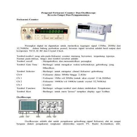 Pengenal frekuensi counter dan oscilloscope | PDF