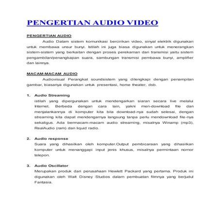 Pengertian audio video | DOCX