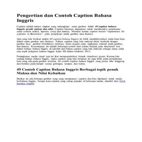 Pengertian dan contoh caption bahasa inggris | DOCX
