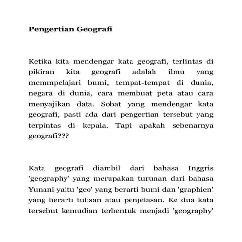 Pengertian geografi | DOCX