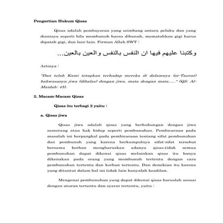 Pengertian hukum qisas | DOCX