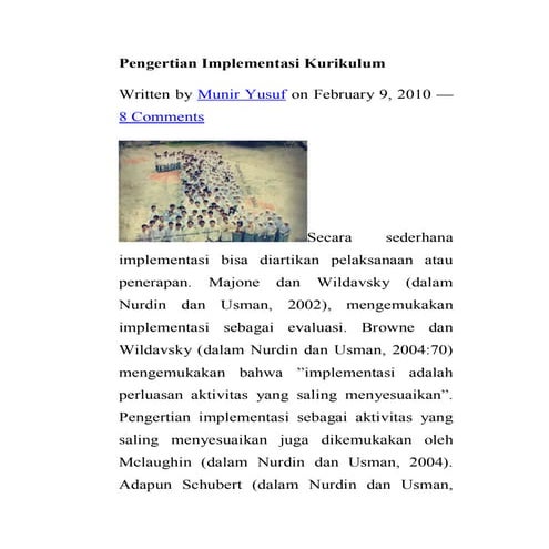 Pengertian implementasi kurikulum | PDF