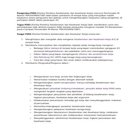 Pengertian p2k3 | PDF