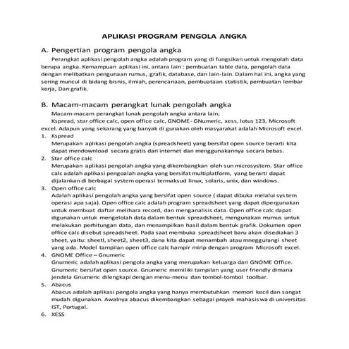 Pengertian program pengola angka | DOCX