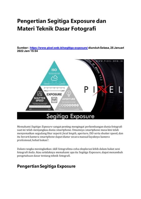 Belajar Cepat Segitiga Exposure Dalam Fotografi | PDF