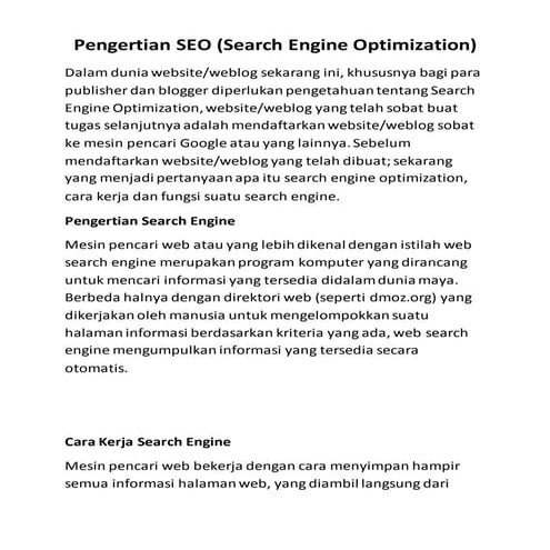 Pengertian SEO (Search Engine Optimization) | PDF