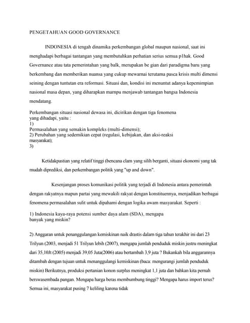 AKTOR DALAM GOOD GOVERNANCE SERTA PERANNYA | PPTX