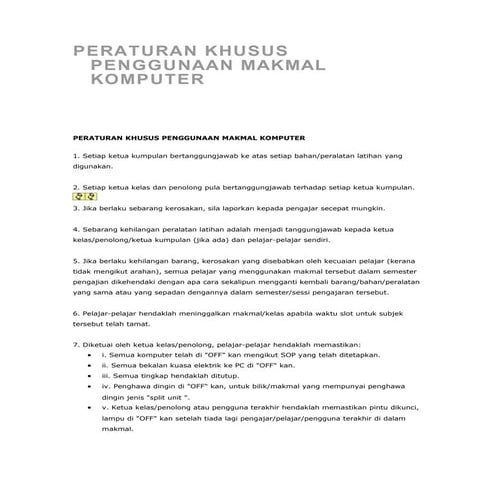 Penggunaan makmal komputer | DOC