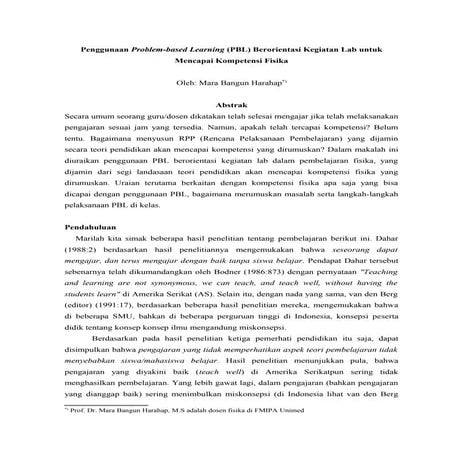 Penggunaan problem based learning pbl berorientasi kegiatan lab untuk ...