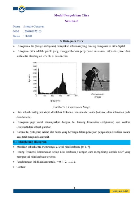 Materi 3 operasi piksel dan histogram | PPT
