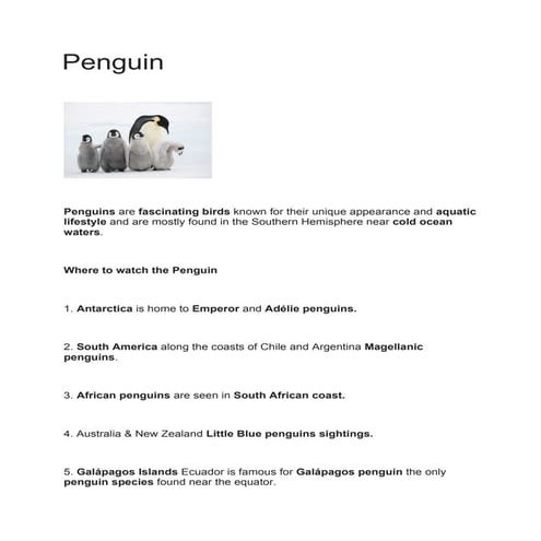Penguin are fascinating birds known for their unique appearance and ...
