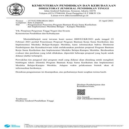 Pengumuman hasil-seleksi-proposal-kski-mbkm-20211 | PDF