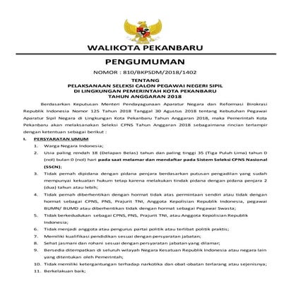 Pengumuman penerimaan cpns 2018 1 c | DOCX