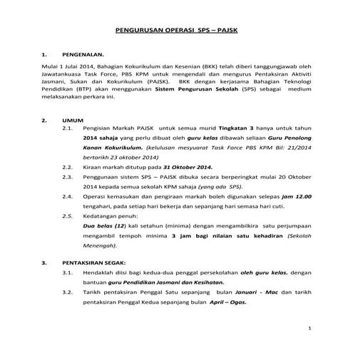Pengurusan operasi pbs sps pajsk edit 281014 | PDF