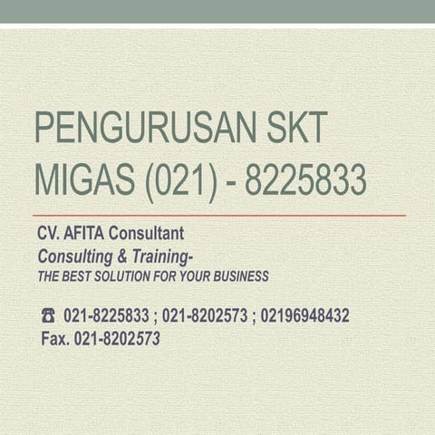Pengurusan skt migas (021) 8225833 | PDF