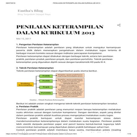Penilaian keterampilan dalam kurikulum 2013 | PDF