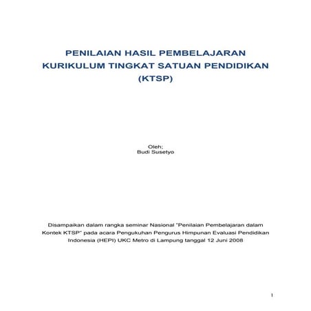 Penilaian pembelajaran ktsp | PDF