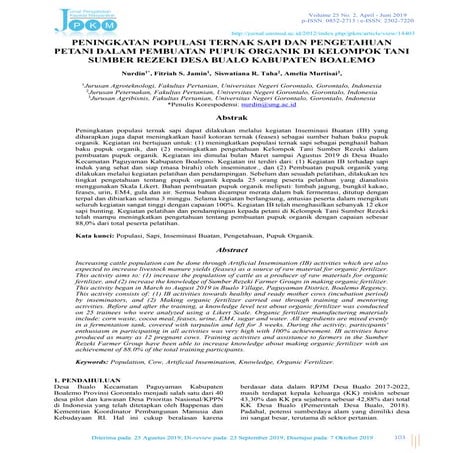 Peningkatan populasi ternak sapi dan pengetahuan petani dalam pembuatan ...