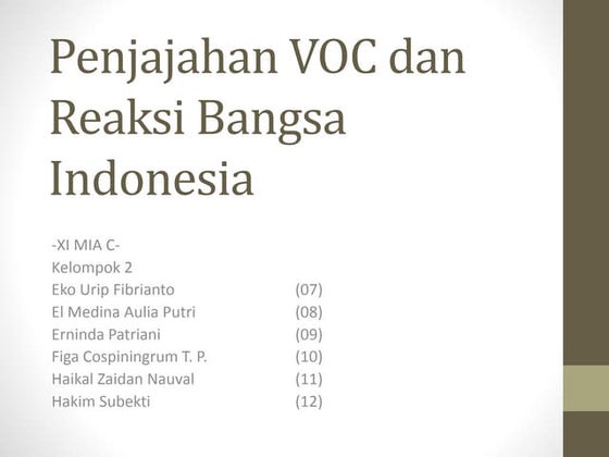 PowerPoint VOC (Vereenigde Oostindische Compagnie) | PPTX