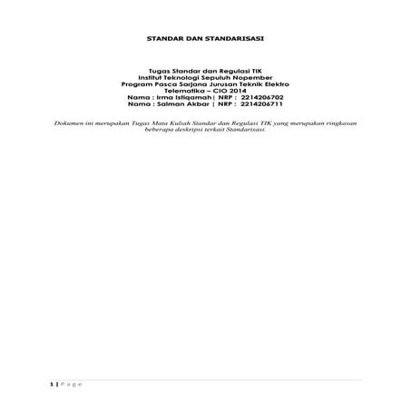 Penjelasan standar dan standarisasi | PDF